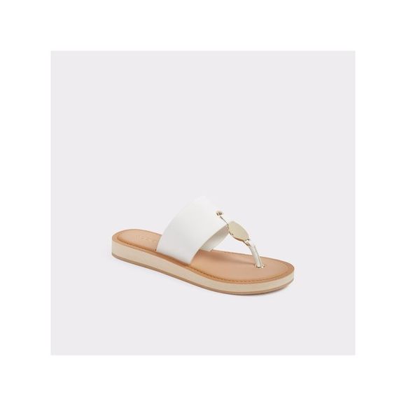 Aldo | Shoes | Aldo Womens White Medallion Yilania Round Toe Wedge Slip ...